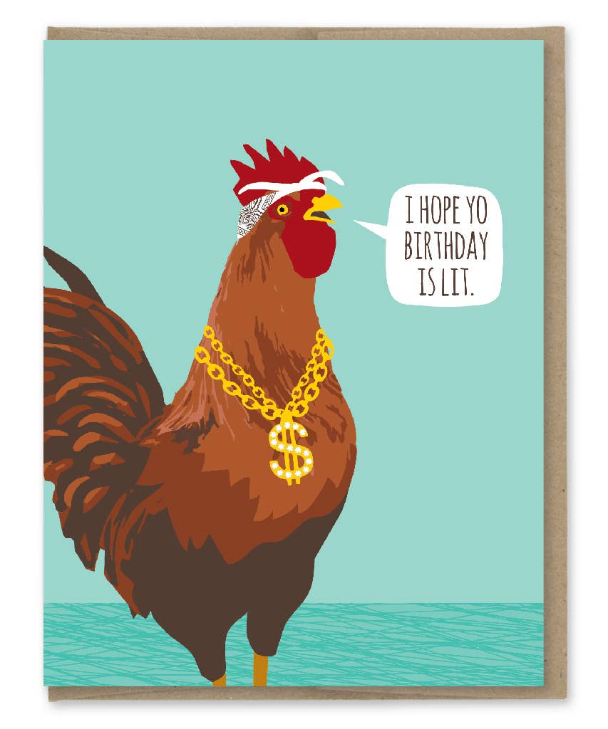 Lit Rooster Birthday Card | LocoPops